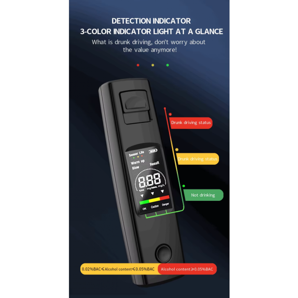 Alcohol Tester Portable Blow Detector - High Precision Traffic Alcohol ...